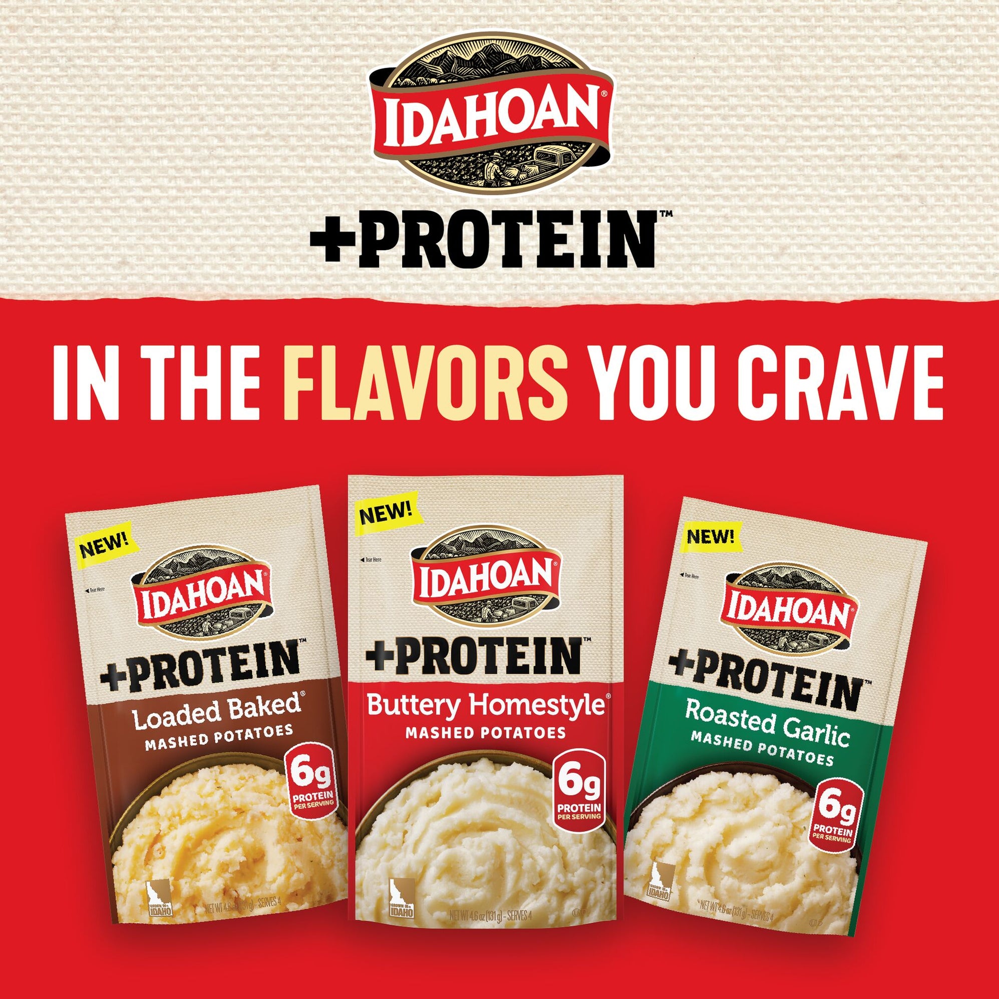 Idahoan Buttery Homestyle + Protein Mashed Potatoes, 4.6 oz (Pack of 1