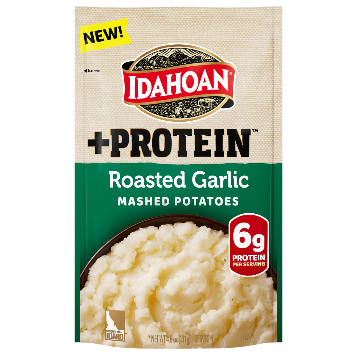 Idahoan Roasted Garlic + Protein Mashed Potatoes, 4.6 oz (Pack of 10)