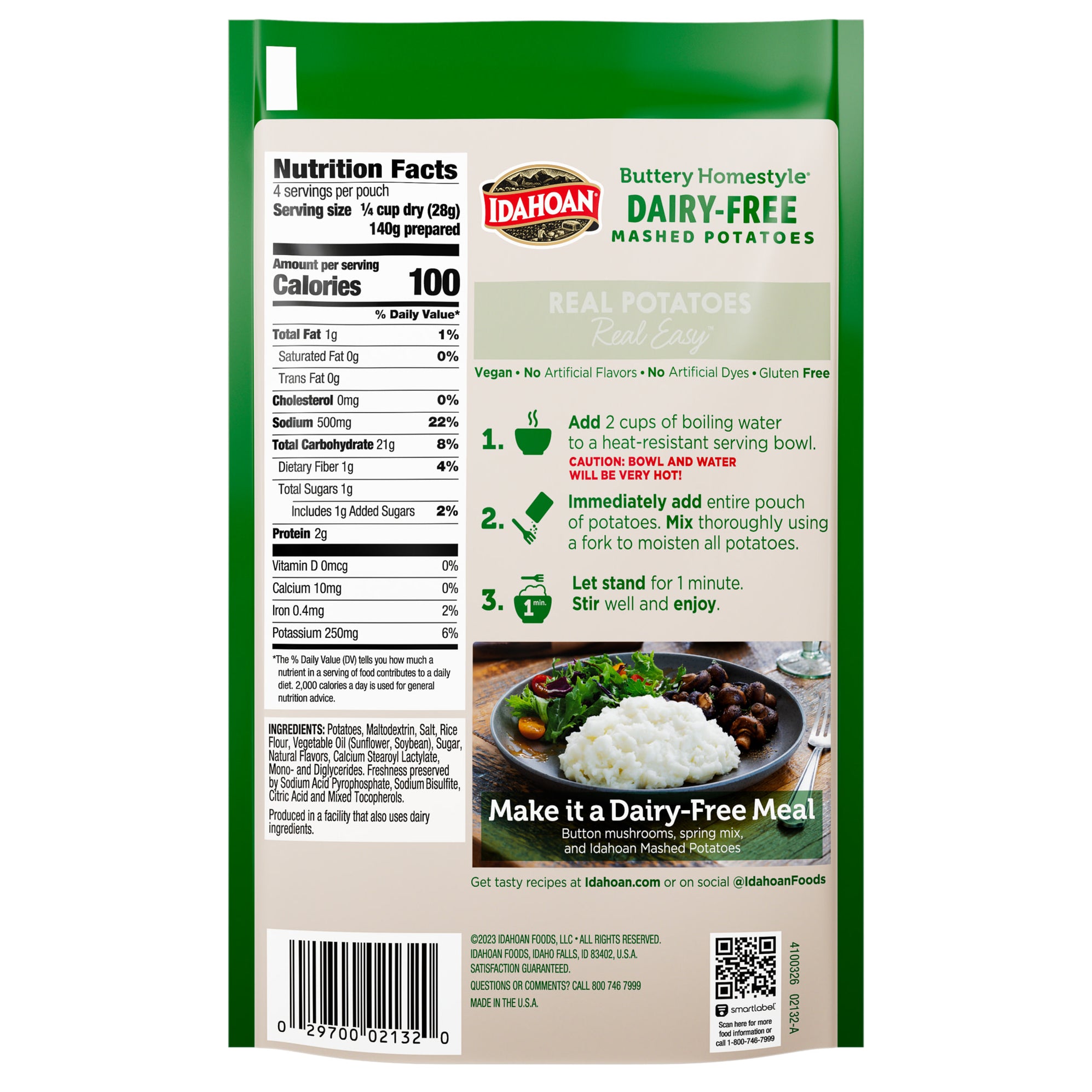 Idahoan® Dairy-Free Buttery Homestyle® Mashed Potatoes, 4 oz (Pack of
